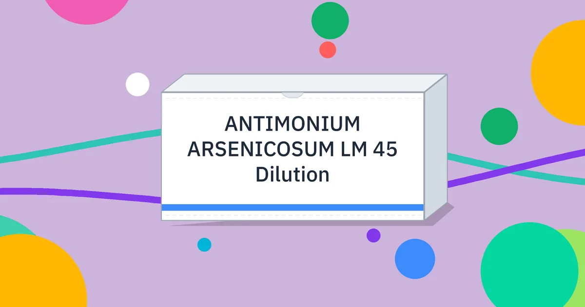 Symbolbild: Packung mit der Aufschrift ANTIMONIUM ARSENICOSUM LM 45 Dilution (PZN 13372393) – Verfügbarkeit und Bezug in Apotheken in Frankfurt am Main