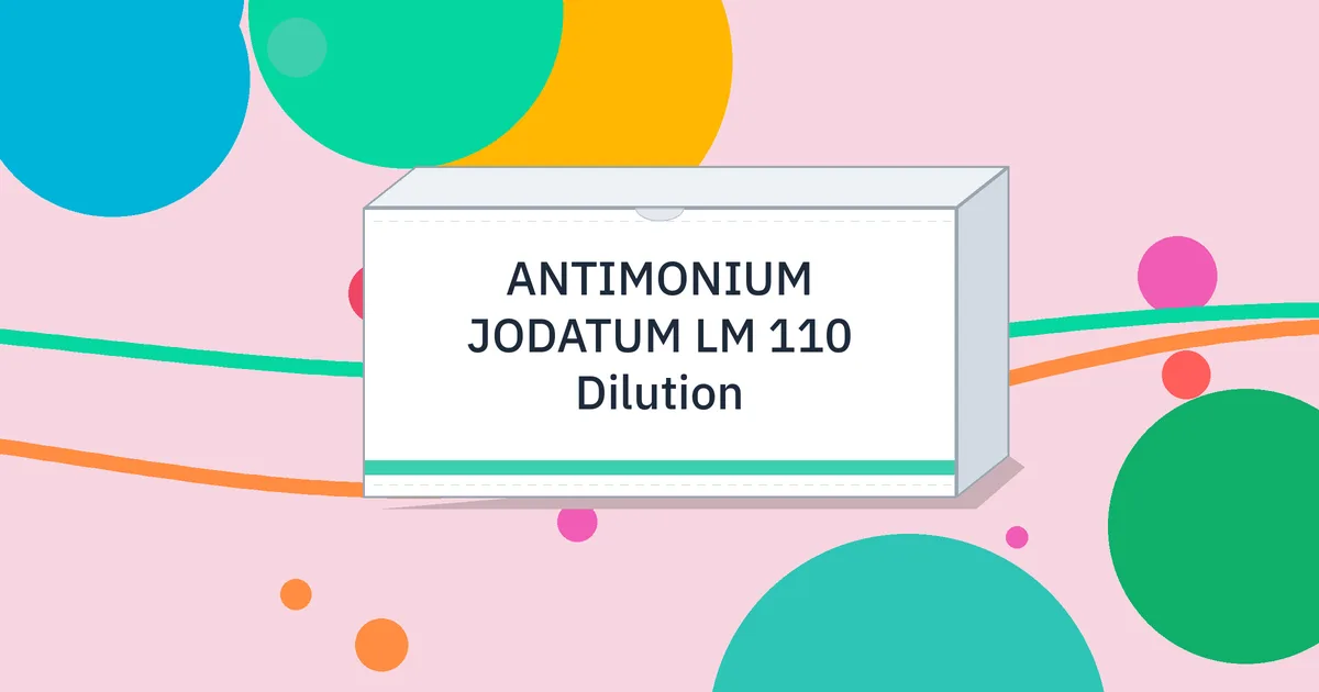 Symbolbild: Packung mit der Aufschrift ANTIMONIUM JODATUM LM 110 Dilution (PZN 12764530) – Verfügbarkeit und Bezug in Apotheken in Frankfurt am Main