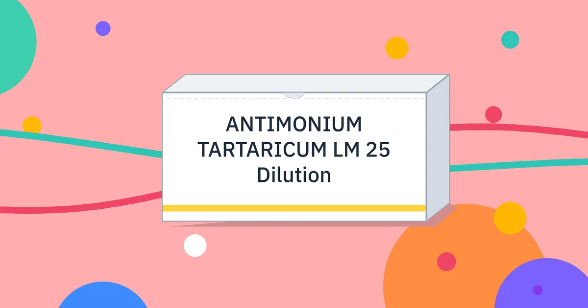 Symbolbild: Packung mit der Aufschrift ANTIMONIUM TARTARICUM LM 25 Dilution (PZN 12764814) – Verfügbarkeit und Bezug in Apotheken in Frankfurt am Main