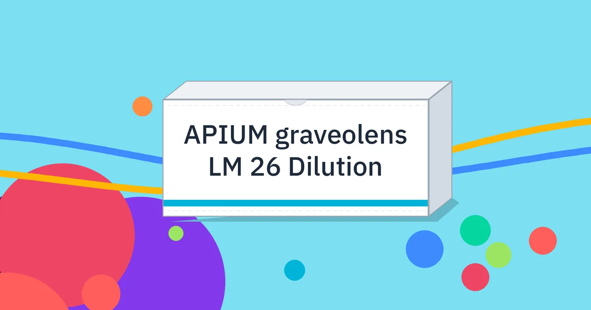 Symbolbild: Packung mit der Aufschrift APIUM graveolens LM 26 Dilution (PZN 13378562) – Verfügbarkeit und Bezug in Apotheken in Frankfurt am Main
