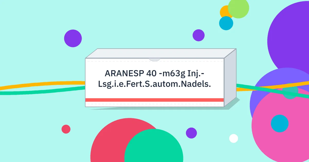 Symbolbild: Packung mit der Aufschrift ARANESP 40 -m63g Inj.-Lsg.i.e.Fert.S.autom.Nadels. (PZN 06811047) – Verfügbarkeit und Bezug in Apotheken in Frankfurt am Main