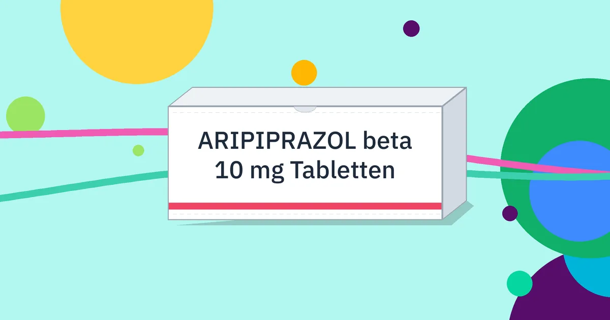 Symbolbild: Packung mit der Aufschrift ARIPIPRAZOL beta 10 mg Tabletten (PZN 07504471) – Verfügbarkeit und Bezug in Apotheken in Frankfurt am Main
