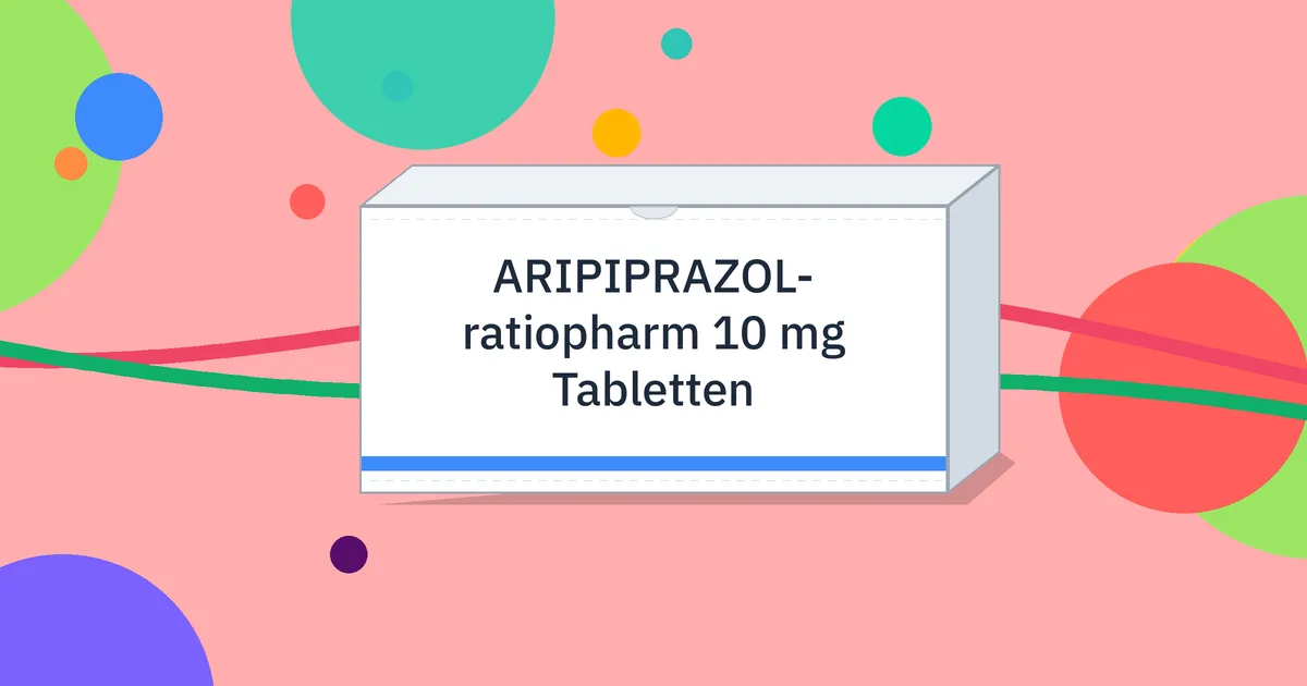 Symbolbild: Packung mit der Aufschrift ARIPIPRAZOL-ratiopharm 10 mg Tabletten (PZN 10308331) – Verfügbarkeit und Bezug in Apotheken in Frankfurt am Main