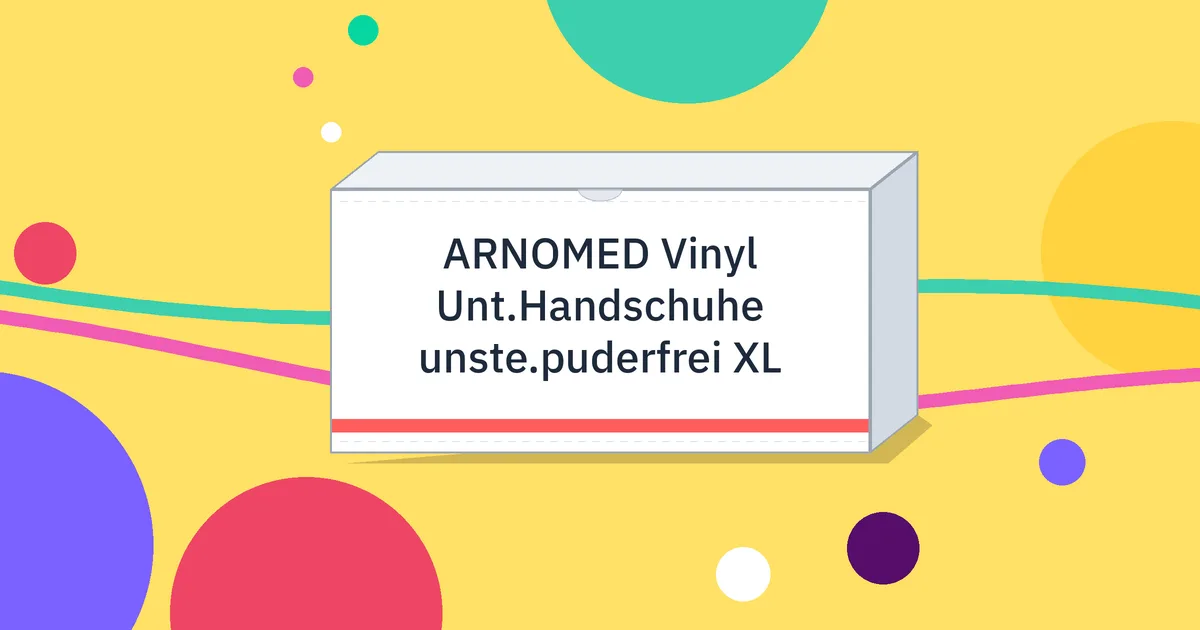 Symbolbild: Packung mit der Aufschrift ARNOMED Vinyl Unt.Handschuhe unste.puderfrei XL (PZN 13699378) – Verfügbarkeit und Bezug in Apotheken in Frankfurt am Main