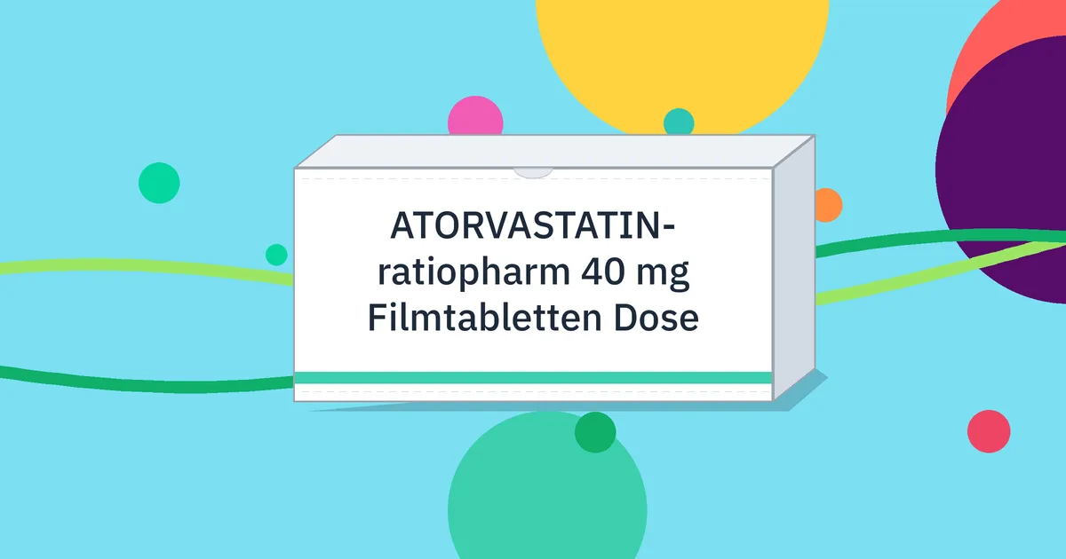 Symbolbild: Packung mit der Aufschrift ATORVASTATIN-ratiopharm 40 mg Filmtabletten Dose (PZN 19720240) – Verfügbarkeit und Bezug in Apotheken in Frankfurt am Main