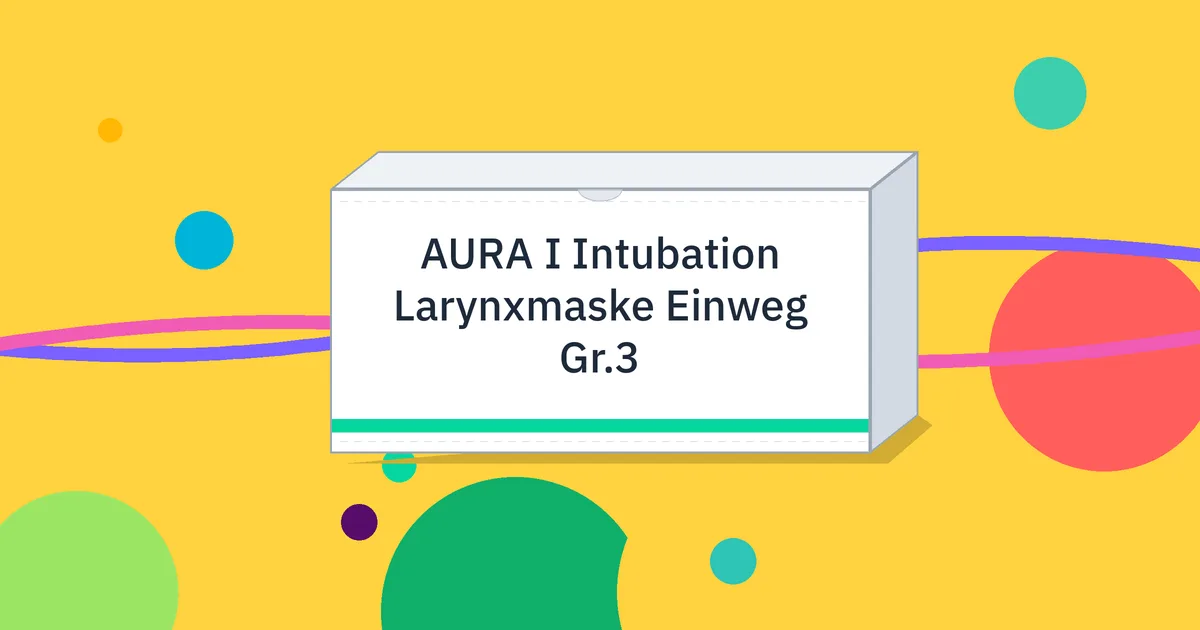 Symbolbild: Packung mit der Aufschrift AURA I Intubation Larynxmaske Einweg Gr.3 (PZN 09393395) – Verfügbarkeit und Bezug in Apotheken in Frankfurt am Main