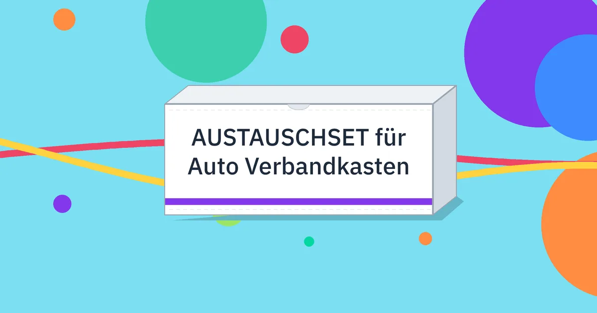 Symbolbild: Packung mit der Aufschrift AUSTAUSCHSET für Auto Verbandkasten (PZN 05383968) – Verfügbarkeit und Bezug in Apotheken in Frankfurt am Main