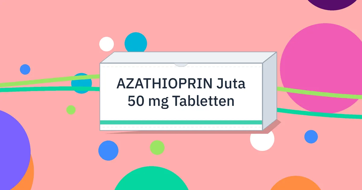 Symbolbild: Packung mit der Aufschrift AZATHIOPRIN Juta 50 mg Tabletten (PZN 18093657) – Verfügbarkeit und Bezug in Apotheken in Frankfurt am Main
