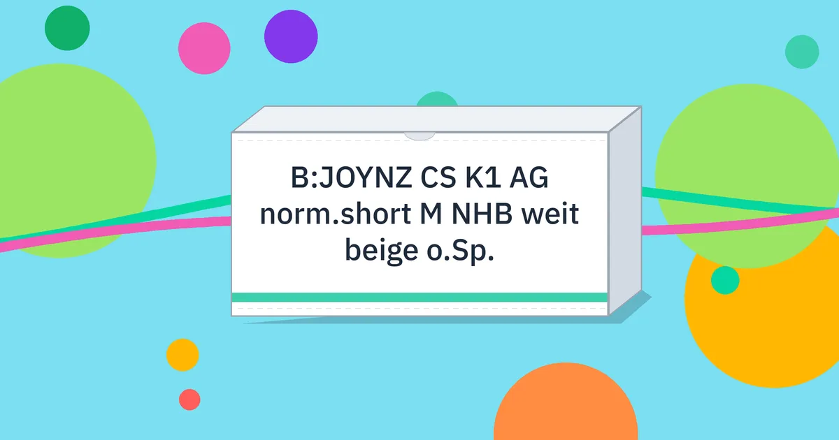 Symbolbild: Packung mit der Aufschrift B:JOYNZ CS K1 AG norm.short M NHB weit beige o.Sp. (PZN 20532733) – Verfügbarkeit und Bezug in Apotheken in Frankfurt am Main