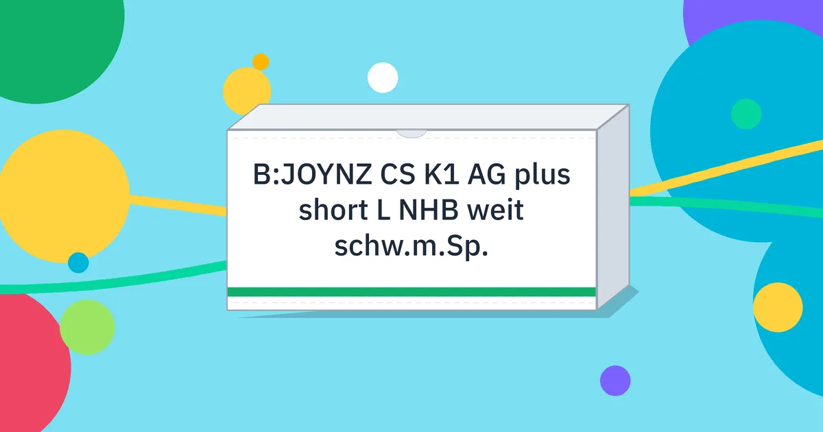 Symbolbild: Packung mit der Aufschrift B:JOYNZ CS K1 AG plus short L NHB weit schw.m.Sp. (PZN 20532288) – Verfügbarkeit und Bezug in Apotheken in Frankfurt am Main