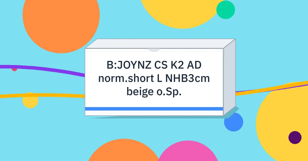 Symbolbild: Packung mit der Aufschrift B:JOYNZ CS K2 AD norm.short L NHB3cm beige o.Sp. (PZN 20527146) – Verfügbarkeit und Bezug in Apotheken in Frankfurt am Main