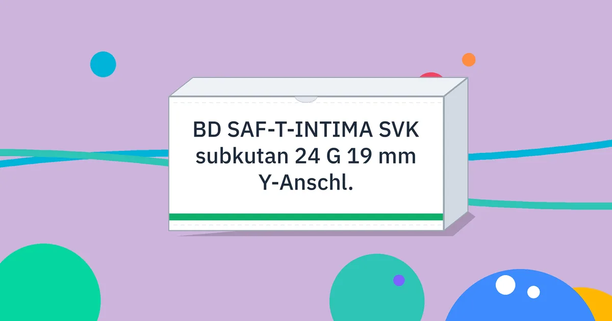 Symbolbild: Packung mit der Aufschrift BD SAF-T-INTIMA SVK subkutan 24 G 19 mm Y-Anschl. (PZN 19879940) – Verfügbarkeit und Bezug in Apotheken in Frankfurt am Main