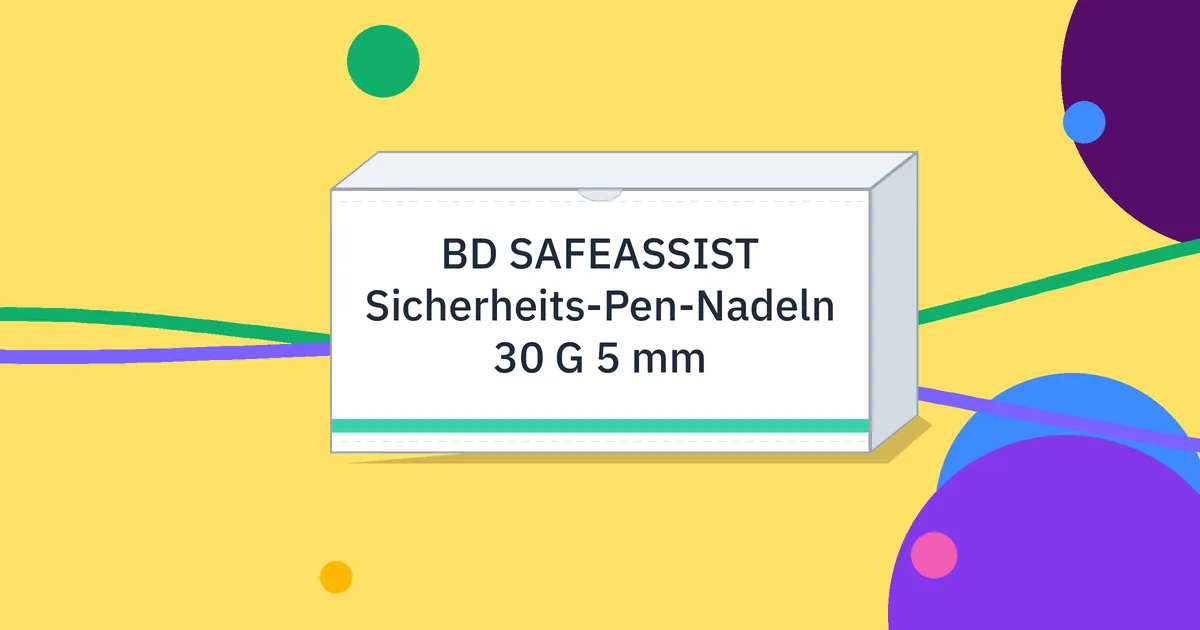 Symbolbild: Packung mit der Aufschrift BD SAFEASSIST Sicherheits-Pen-Nadeln 30 G 5 mm (PZN 16861230) – Verfügbarkeit und Bezug in Apotheken in Frankfurt am Main