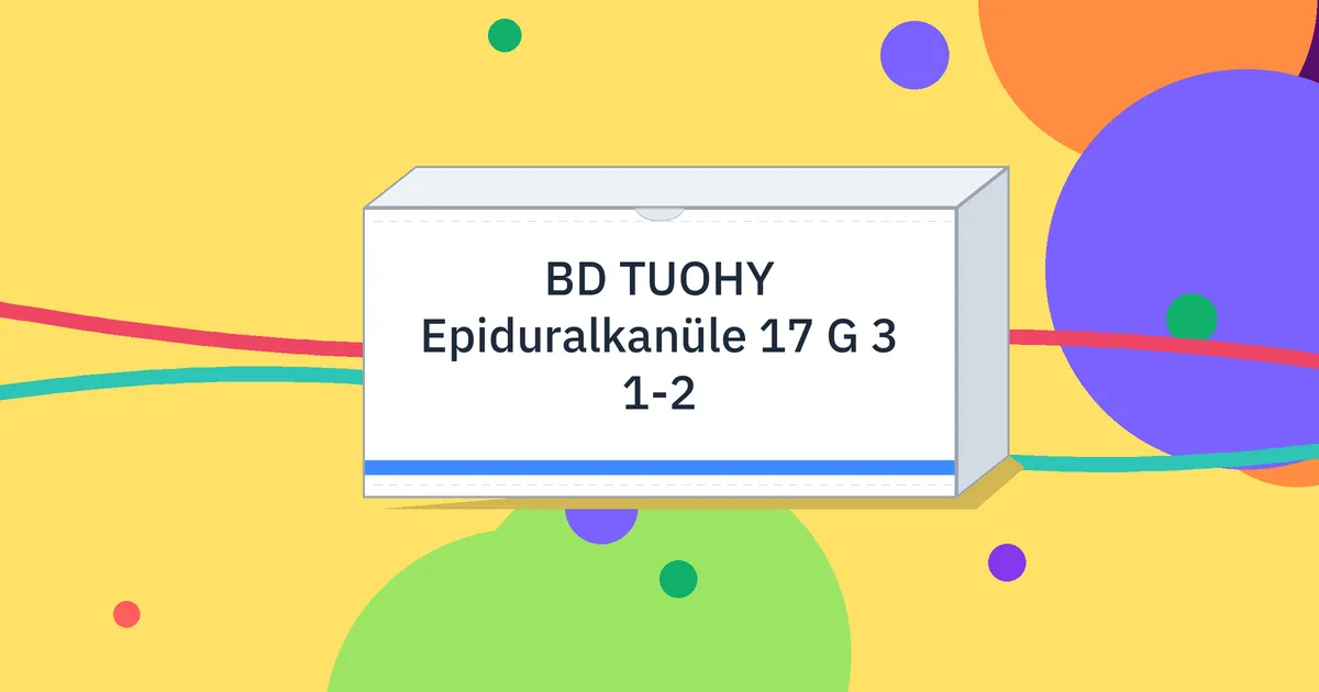 Symbolbild: Packung mit der Aufschrift BD TUOHY Epiduralkanüle 17 G 3 1-2 (PZN 07664364) – Verfügbarkeit und Bezug in Apotheken in Frankfurt am Main