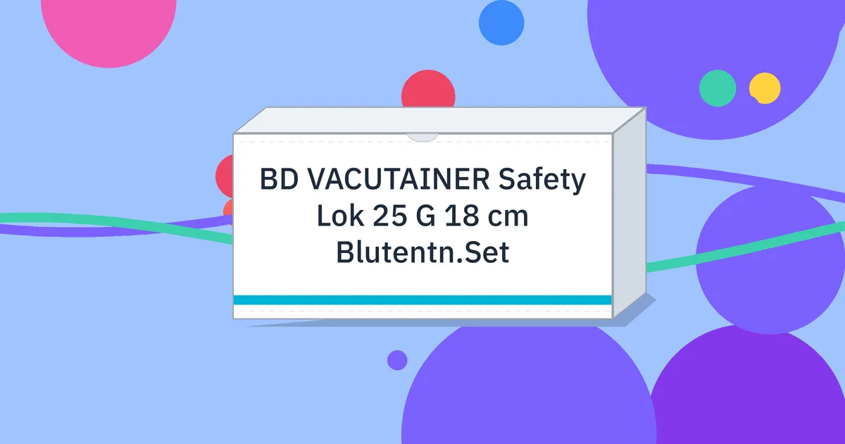 Symbolbild: Packung mit der Aufschrift BD VACUTAINER Safety Lok 25 G 18 cm Blutentn.Set (PZN 15739136) – Verfügbarkeit und Bezug in Apotheken in Frankfurt am Main