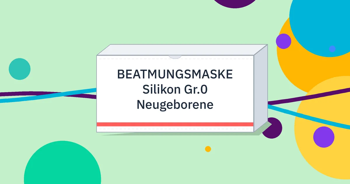 Symbolbild: Packung mit der Aufschrift BEATMUNGSMASKE Silikon Gr.0 Neugeborene (PZN 13365849) – Verfügbarkeit und Bezug in Apotheken in Frankfurt am Main