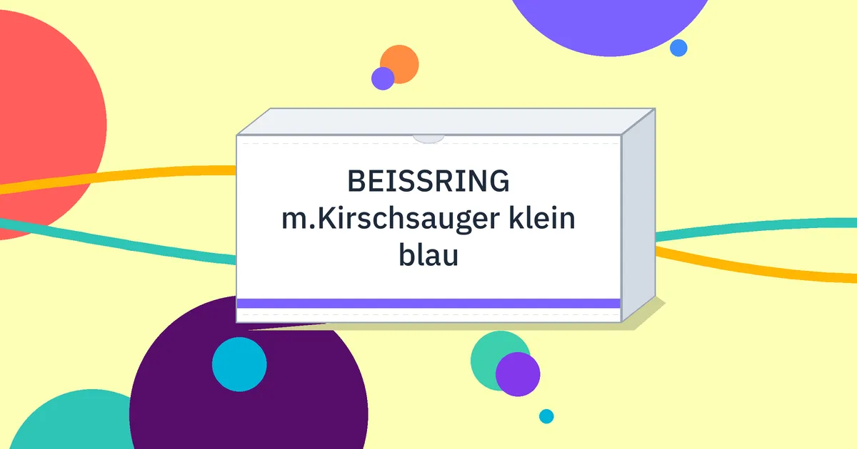 Symbolbild: Packung mit der Aufschrift BEISSRING m.Kirschsauger klein blau (PZN 01724177) – Verfügbarkeit und Bezug in Apotheken in Frankfurt am Main