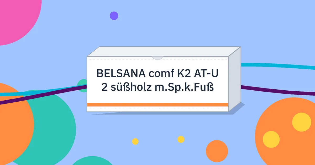Symbolbild: Packung mit der Aufschrift BELSANA comf K2 AT-U 2 süßholz m.Sp.k.Fuß (PZN 12333178) – Verfügbarkeit und Bezug in Apotheken in Frankfurt am Main