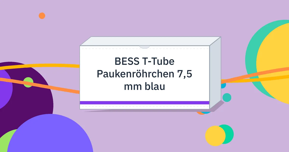 Symbolbild: Packung mit der Aufschrift BESS T-Tube Paukenröhrchen 7,5 mm blau (PZN 09005766) – Verfügbarkeit und Bezug in Apotheken in Frankfurt am Main