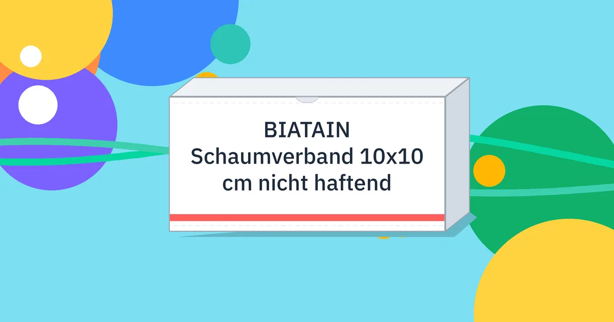 Symbolbild: Packung mit der Aufschrift BIATAIN Schaumverband 10x10 cm nicht haftend (PZN 18842047) – Verfügbarkeit und Bezug in Apotheken in Frankfurt am Main