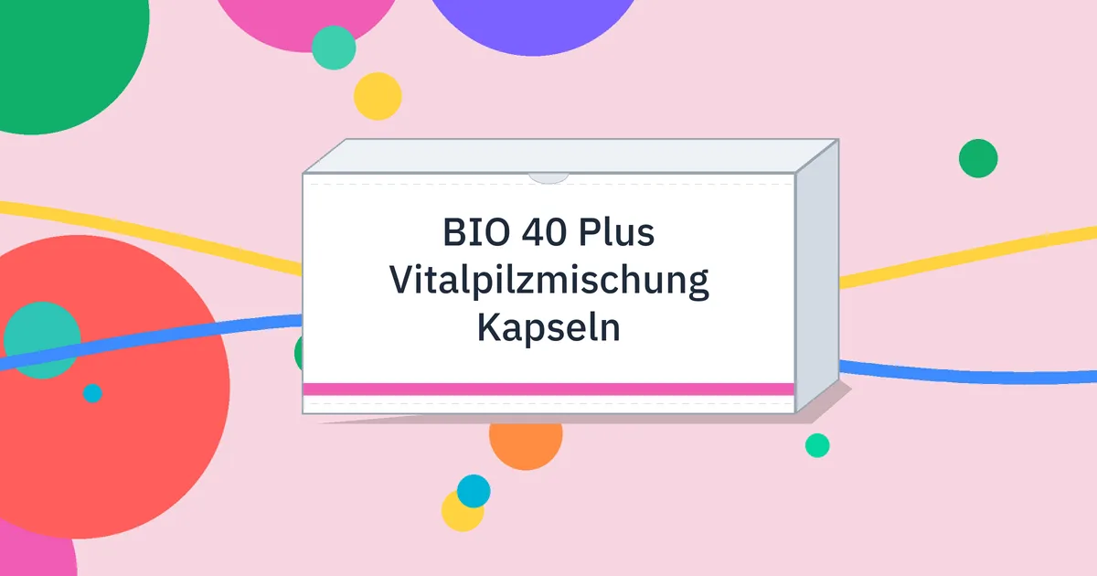 Symbolbild: Packung mit der Aufschrift BIO 40 Plus Vitalpilzmischung Kapseln (PZN 19132537) – Verfügbarkeit und Bezug in Apotheken in Frankfurt am Main