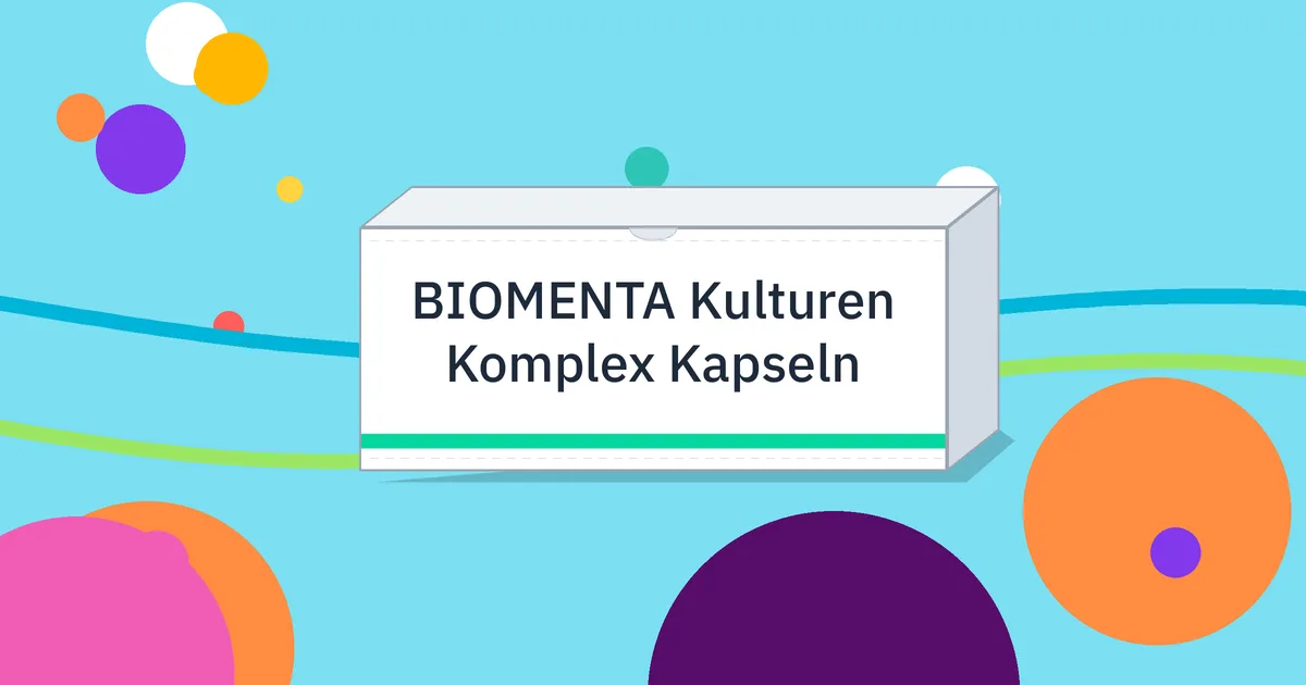 Symbolbild: Packung mit der Aufschrift BIOMENTA Kulturen Komplex Kapseln (PZN 17314352) – Verfügbarkeit und Bezug in Apotheken in Frankfurt am Main