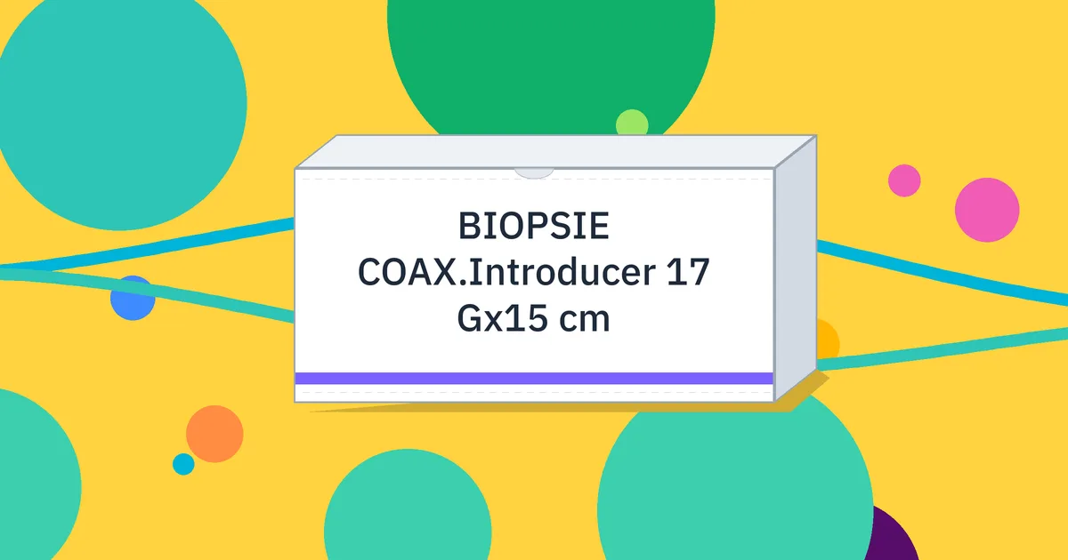 Symbolbild: Packung mit der Aufschrift BIOPSIE COAX.Introducer 17 Gx15 cm (PZN 18763833) – Verfügbarkeit und Bezug in Apotheken in Frankfurt am Main