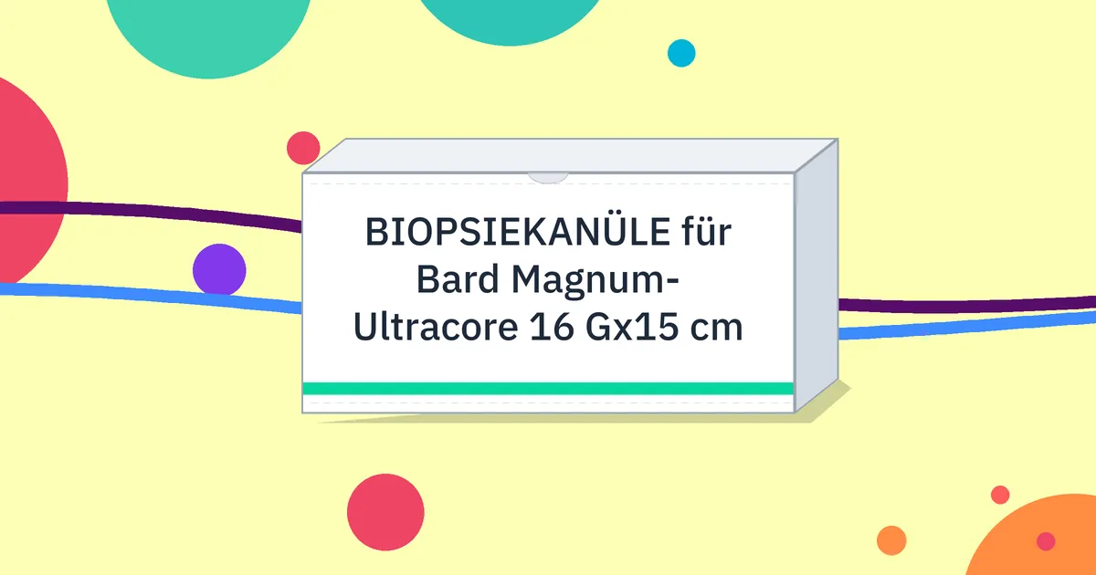 Symbolbild: Packung mit der Aufschrift BIOPSIEKANÜLE für Bard Magnum-Ultracore 16 Gx15 cm (PZN 07096724) – Verfügbarkeit und Bezug in Apotheken in Frankfurt am Main