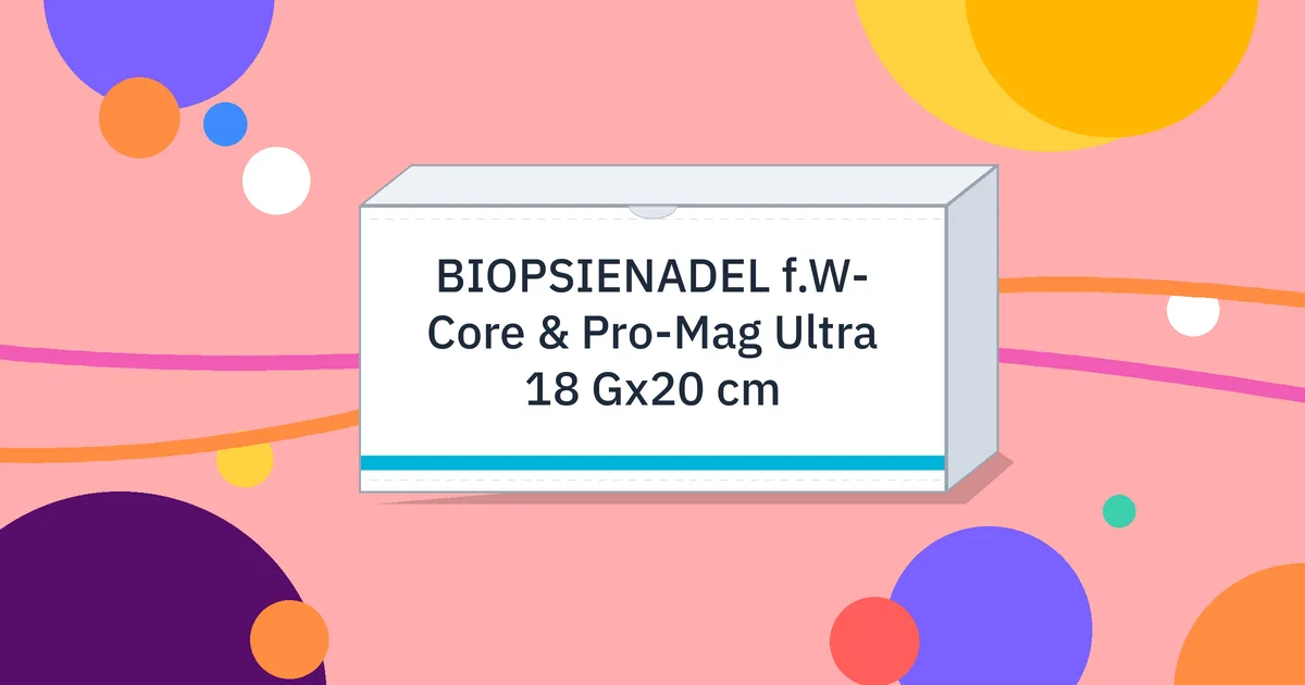 Symbolbild: Packung mit der Aufschrift BIOPSIENADEL f.W-Core & Pro-Mag Ultra 18 Gx20 cm (PZN 19351860) – Verfügbarkeit und Bezug in Apotheken in Frankfurt am Main