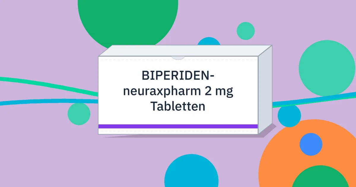 Symbolbild: Packung mit der Aufschrift BIPERIDEN-neuraxpharm 2 mg Tabletten (PZN 03831405) – Verfügbarkeit und Bezug in Apotheken in Frankfurt am Main