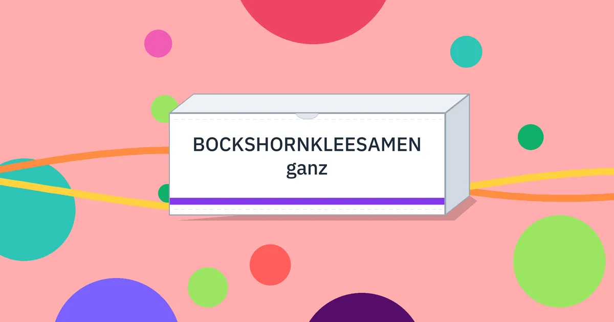 Symbolbild: Packung mit der Aufschrift BOCKSHORNKLEESAMEN ganz (PZN 20948770) – Verfügbarkeit und Bezug in Apotheken in Frankfurt am Main