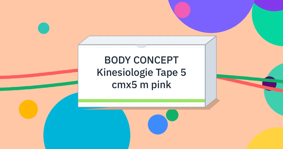 Symbolbild: Packung mit der Aufschrift BODY CONCEPT Kinesiologie Tape 5 cmx5 m pink (PZN 19225799) – Verfügbarkeit und Bezug in Apotheken in Frankfurt am Main