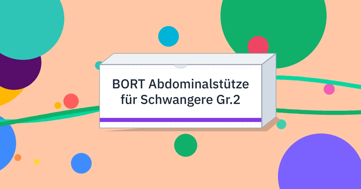 Symbolbild: Packung mit der Aufschrift BORT Abdominalstütze für Schwangere Gr.2 (PZN 00945048) – Verfügbarkeit und Bezug in Apotheken in Frankfurt am Main