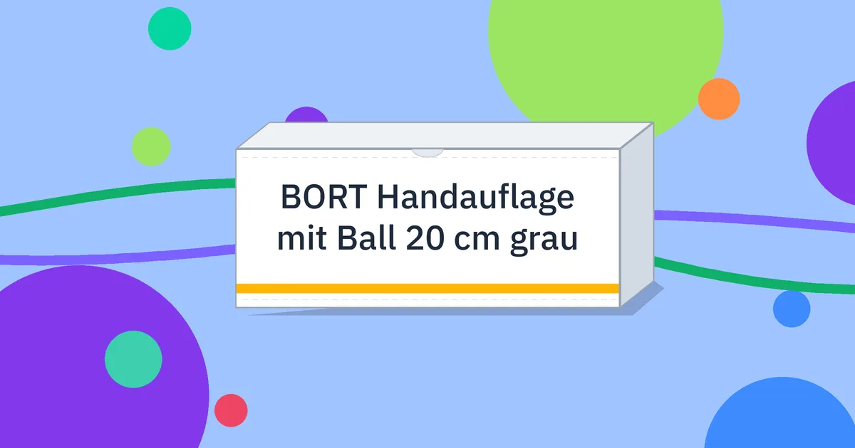Symbolbild: Packung mit der Aufschrift BORT Handauflage mit Ball 20 cm grau (PZN 18791255) – Verfügbarkeit und Bezug in Apotheken in Frankfurt am Main