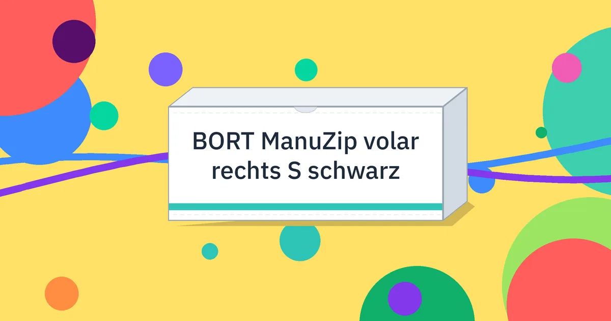 Symbolbild: Packung mit der Aufschrift BORT ManuZip volar rechts S schwarz (PZN 05539703) – Verfügbarkeit und Bezug in Apotheken in Frankfurt am Main