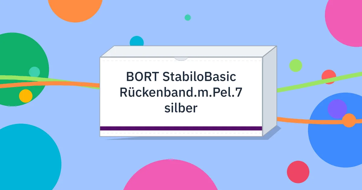 Symbolbild: Packung mit der Aufschrift BORT StabiloBasic Rückenband.m.Pel.7 silber (PZN 05872443) – Verfügbarkeit und Bezug in Apotheken in Frankfurt am Main