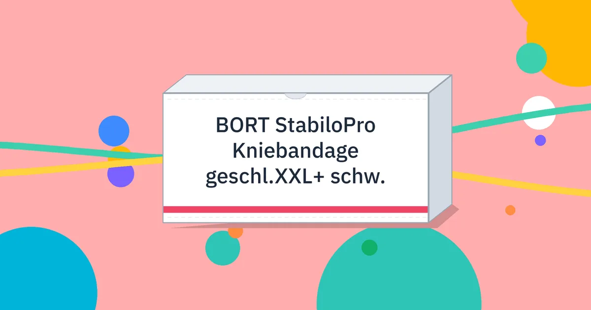 Symbolbild: Packung mit der Aufschrift BORT StabiloPro Kniebandage geschl.XXL+ schw. (PZN 06084251) – Verfügbarkeit und Bezug in Apotheken in Frankfurt am Main