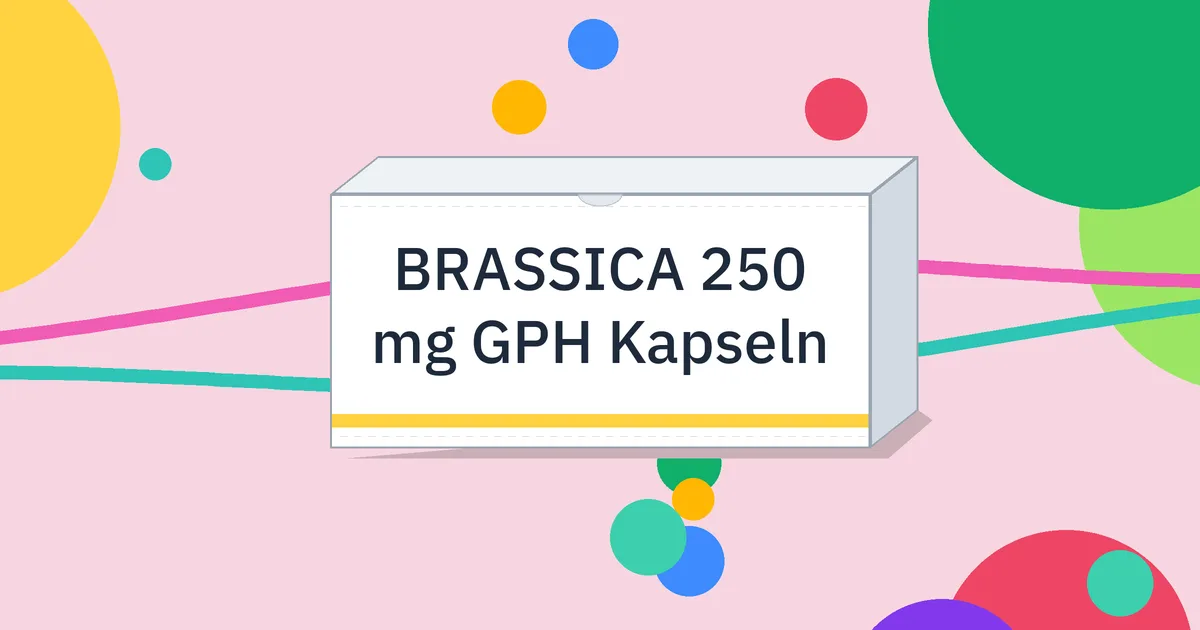 Symbolbild: Packung mit der Aufschrift BRASSICA 250 mg GPH Kapseln (PZN 00951020) – Verfügbarkeit und Bezug in Apotheken in Frankfurt am Main