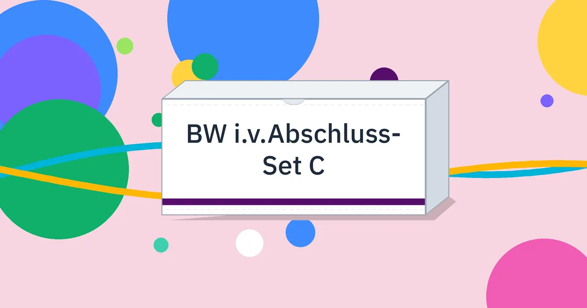 Symbolbild: Packung mit der Aufschrift BW i.v.Abschluss-Set C (PZN 11222212) – Verfügbarkeit und Bezug in Apotheken in Frankfurt am Main