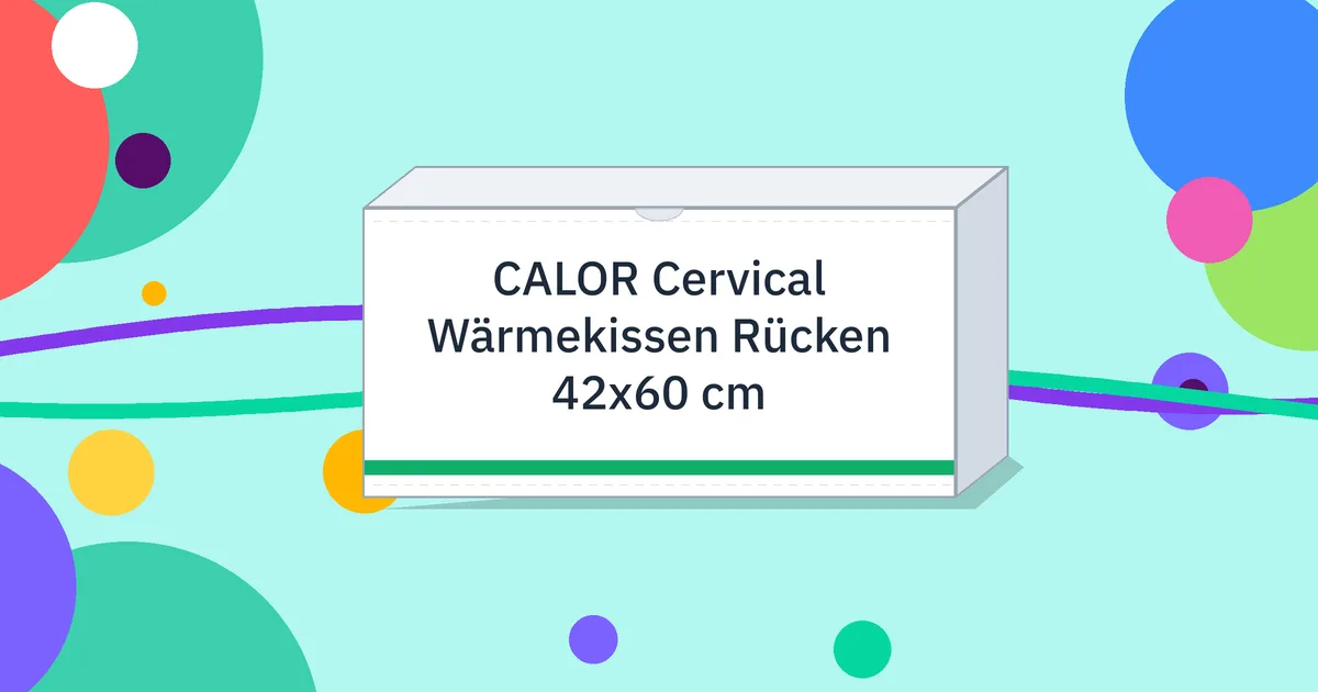 Symbolbild: Packung mit der Aufschrift CALOR Cervical Wärmekissen Rücken 42x60 cm (PZN 19774187) – Verfügbarkeit und Bezug in Apotheken in Frankfurt am Main