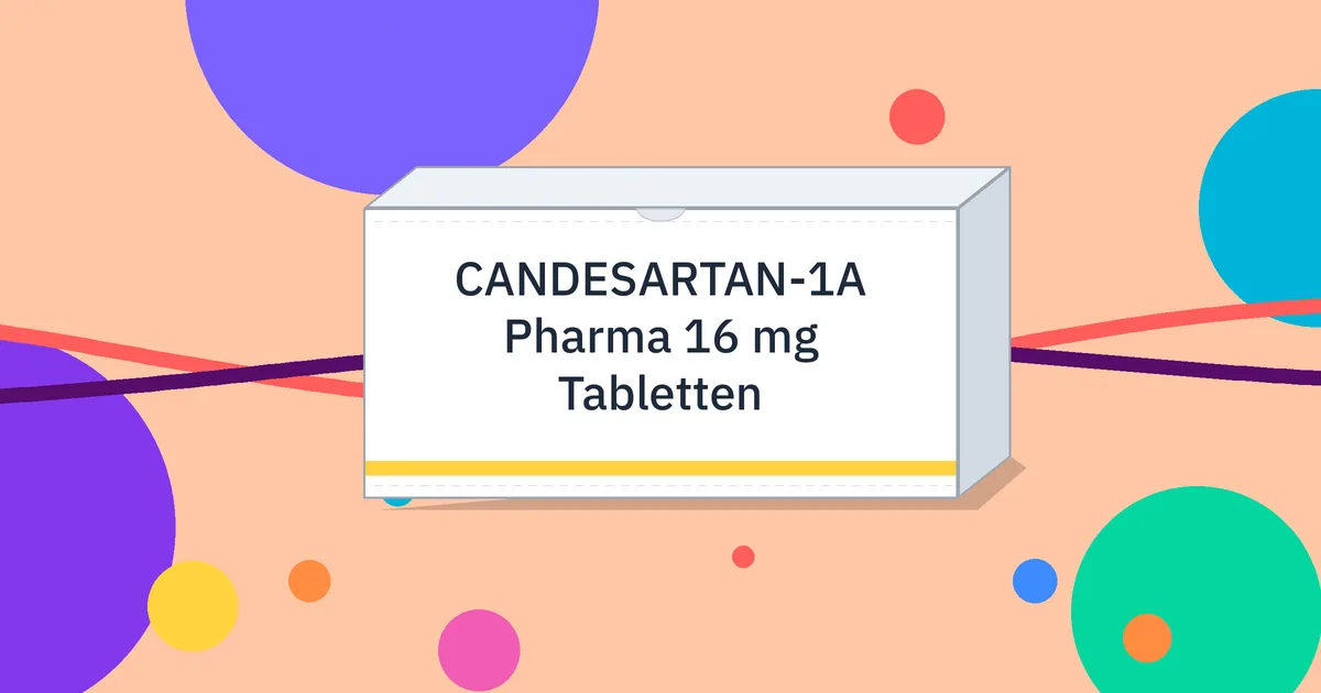 Symbolbild: Packung mit der Aufschrift CANDESARTAN-1A Pharma 16 mg Tabletten (PZN 09273165) – Verfügbarkeit und Bezug in Apotheken in Frankfurt am Main