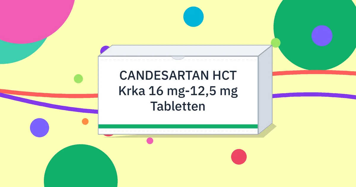 Symbolbild: Packung mit der Aufschrift CANDESARTAN HCT Krka 16 mg-12,5 mg Tabletten (PZN 14272564) – Verfügbarkeit und Bezug in Apotheken in Frankfurt am Main