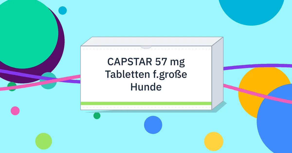 Symbolbild: Packung mit der Aufschrift CAPSTAR 57 mg Tabletten f.große Hunde (PZN 17557557) – Verfügbarkeit und Bezug in Apotheken in Frankfurt am Main