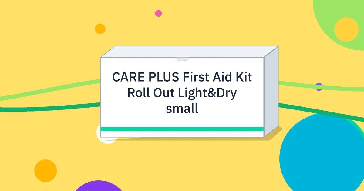 Symbolbild: Packung mit der Aufschrift CARE PLUS First Aid Kit Roll Out Light&Dry small (PZN 16143150) – Verfügbarkeit und Bezug in Apotheken in Frankfurt am Main