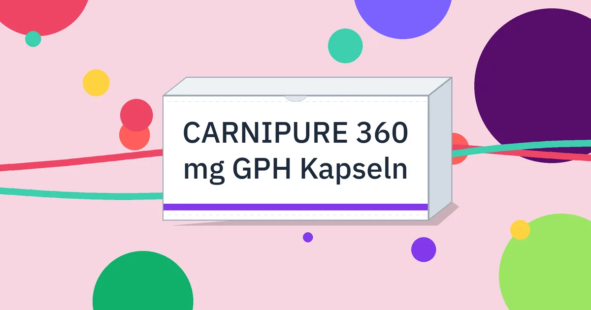 Symbolbild: Packung mit der Aufschrift CARNIPURE 360 mg GPH Kapseln (PZN 09115532) – Verfügbarkeit und Bezug in Apotheken in Frankfurt am Main