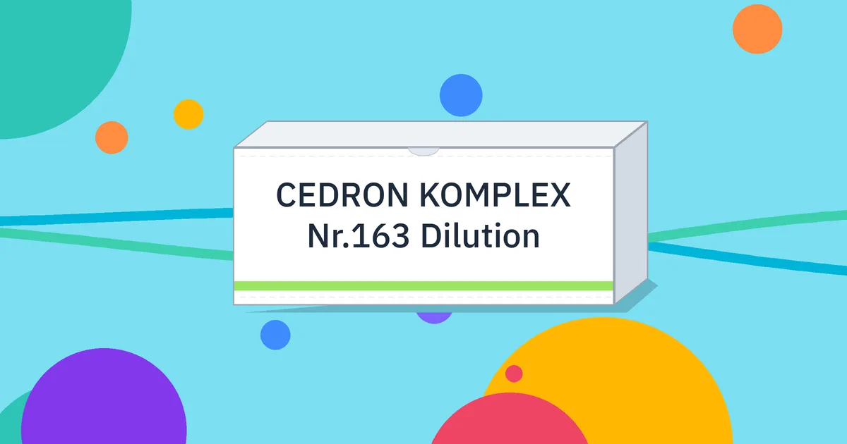 Symbolbild: Packung mit der Aufschrift CEDRON KOMPLEX Nr.163 Dilution (PZN 01909899) – Verfügbarkeit und Bezug in Apotheken in Frankfurt am Main