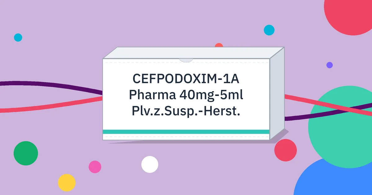 Symbolbild: Packung mit der Aufschrift CEFPODOXIM-1A Pharma 40mg-5ml Plv.z.Susp.-Herst. (PZN 03005021) – Verfügbarkeit und Bezug in Apotheken in Frankfurt am Main