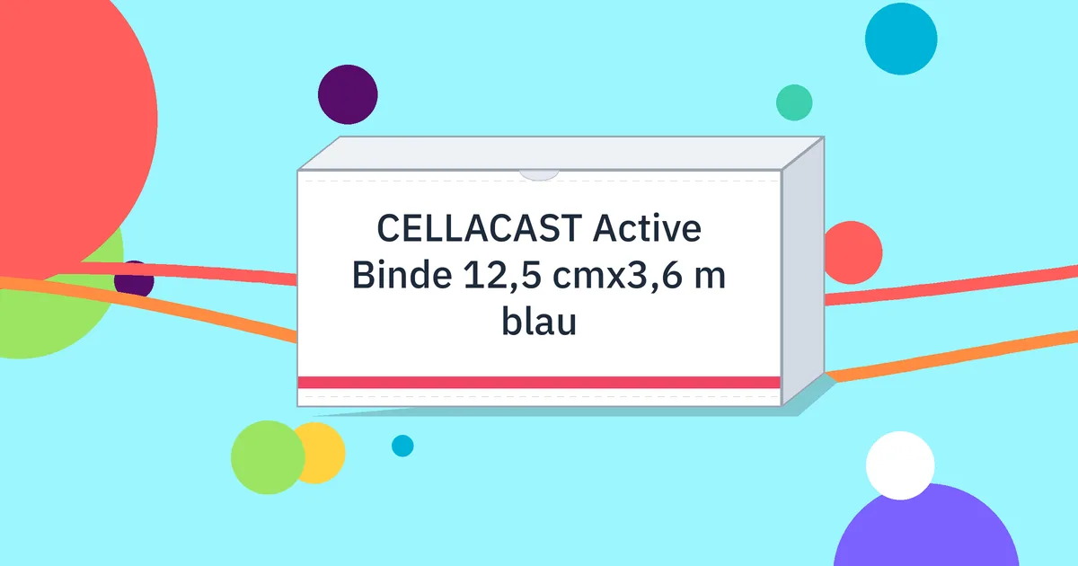 Symbolbild: Packung mit der Aufschrift CELLACAST Active Binde 12,5 cmx3,6 m blau (PZN 14251817) – Verfügbarkeit und Bezug in Apotheken in Frankfurt am Main