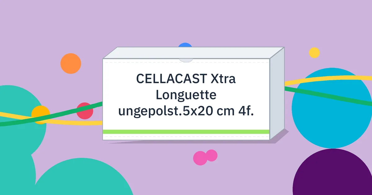 Symbolbild: Packung mit der Aufschrift CELLACAST Xtra Longuette ungepolst.5x20 cm 4f. (PZN 14261804) – Verfügbarkeit und Bezug in Apotheken in Frankfurt am Main