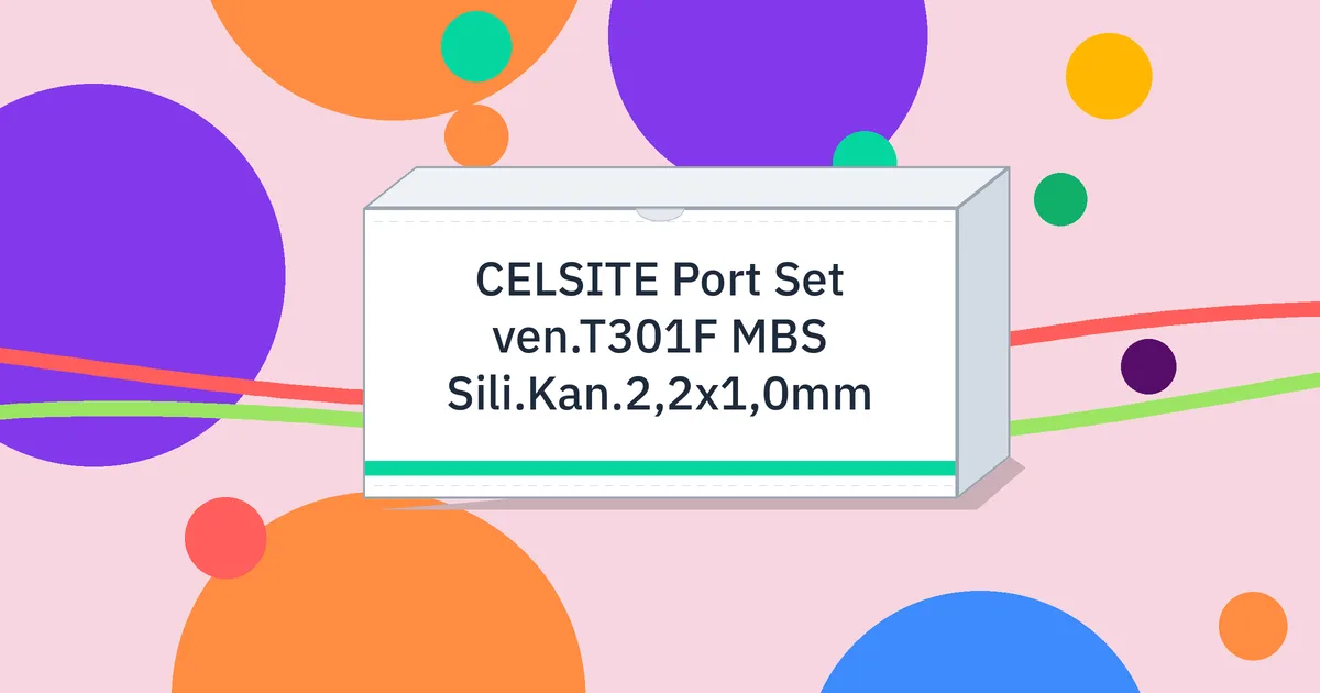Symbolbild: Packung mit der Aufschrift CELSITE Port Set ven.T301F MBS Sili.Kan.2,2x1,0mm (PZN 05955442) – Verfügbarkeit und Bezug in Apotheken in Frankfurt am Main